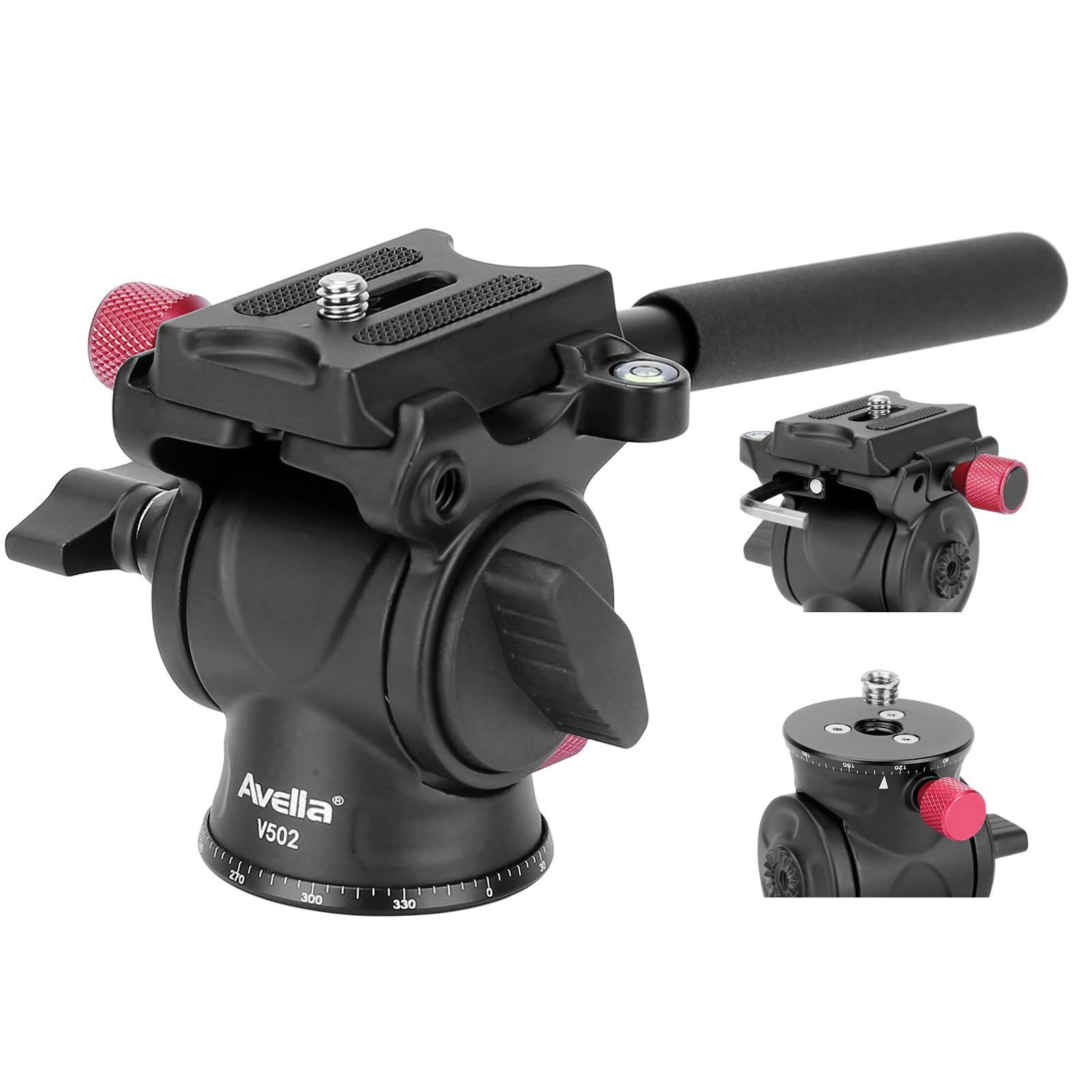 GetUSCart- Avella Tripod Fluid Head Pan Tilt Head with Arca Type Quick ...