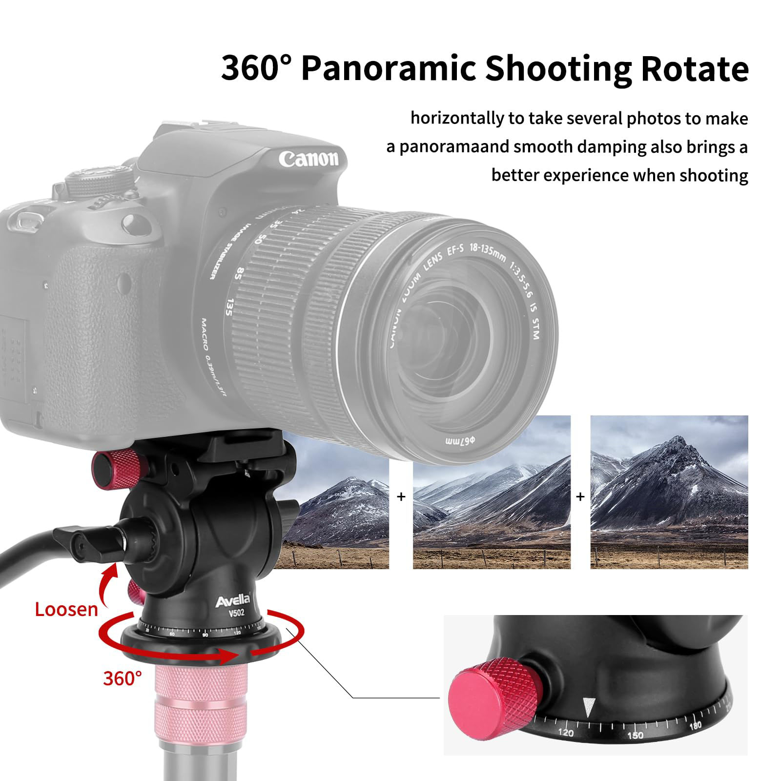 GetUSCart- Avella Tripod Fluid Head Pan Tilt Head with Arca Type Quick ...