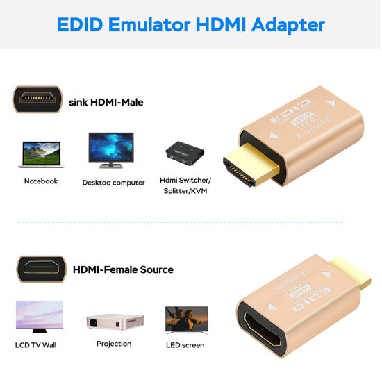 GetUSCart- Furjosta Hdmi Edid Emulator Passthrough Ultra Thin Aluminum ...