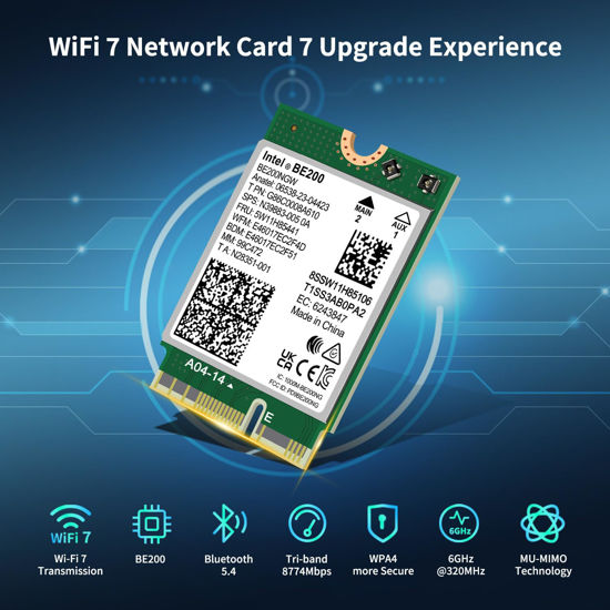 GetUSCart- WiFi 7 Wireless Card Intel BE200NGW, Bluetooth 5.4, 5800Mbps M.2/NGFF Network Support ...