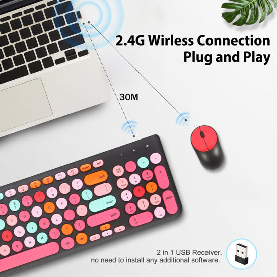 GetUSCart- Wireless Keyboard and Mouse Combo, Retro Typewriter Wireless ...