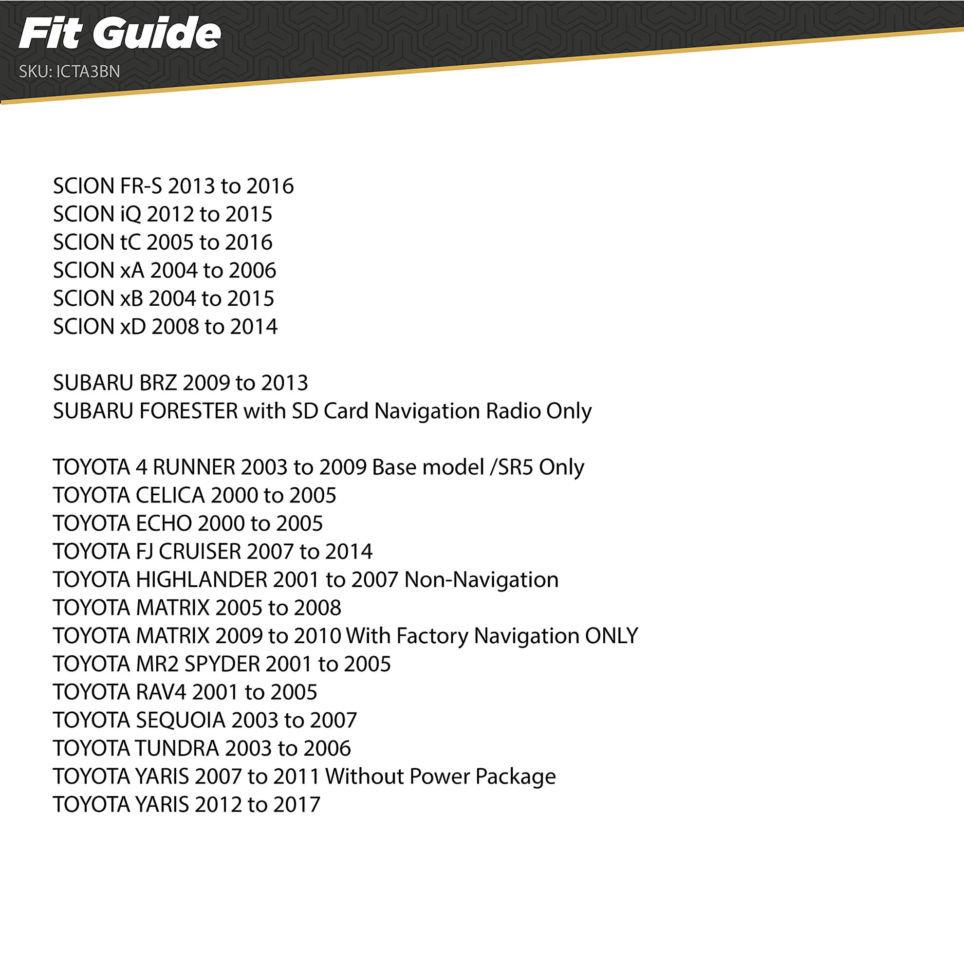 GetUSCart- SCOSCHE Install Centric ICTA3BN Compatible with Select ...