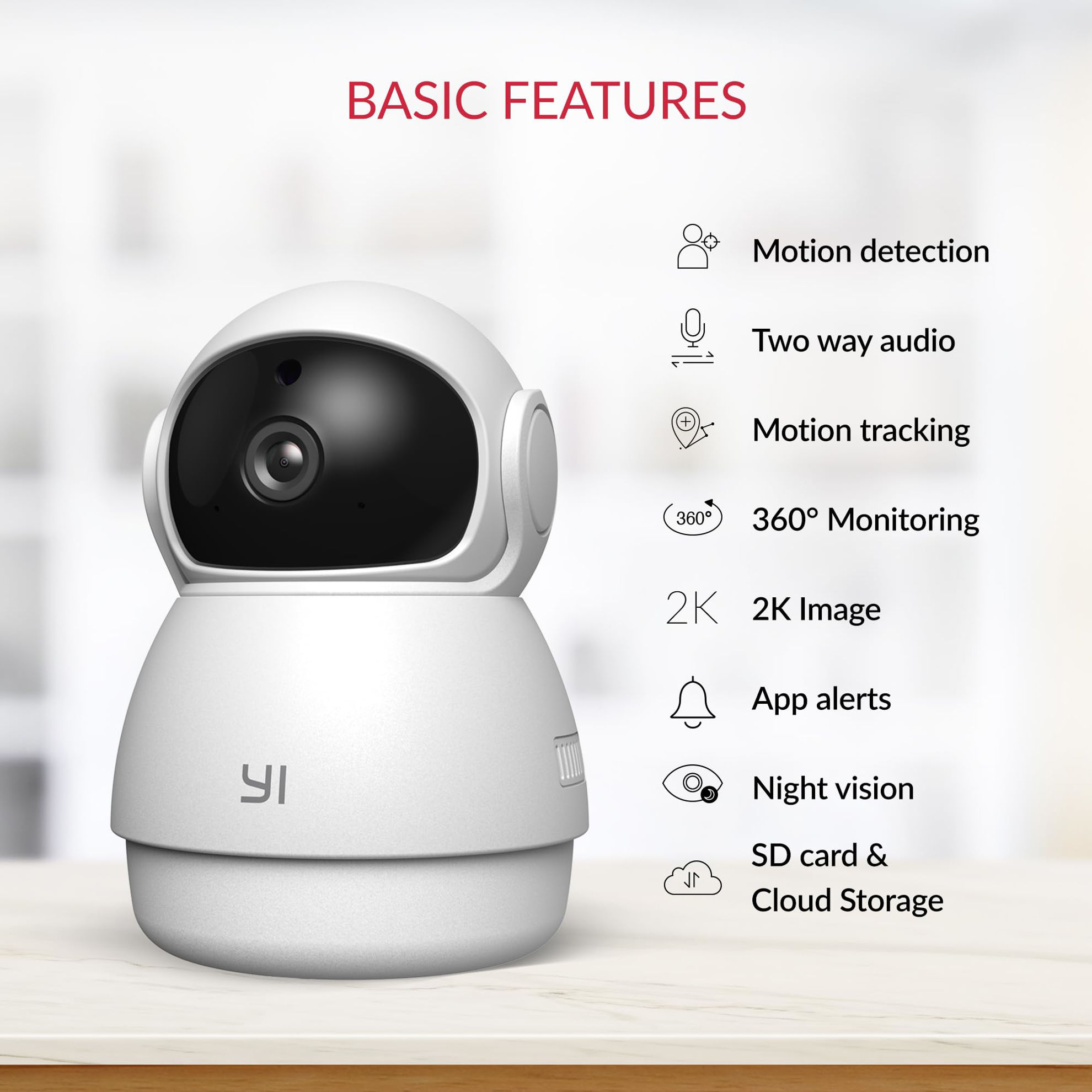 GetUSCart- YI 2K Dome Security Camera, 2.4G Smart Indoor Pet Monitoring ...