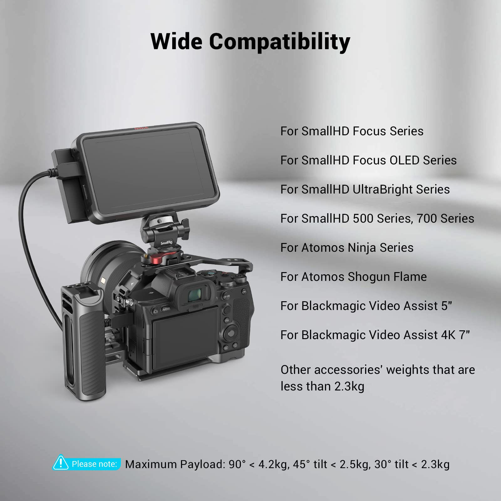 GetUSCart- SMALLRIG Field Monitor Mount with NATO Clamp, Camera Monitor Holder for 5” and 7 ...