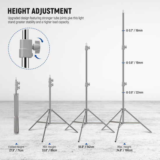 GetUSCart- NEEWER Upgraded 75"/190cm Light Stand Stainless Steel Spring ...