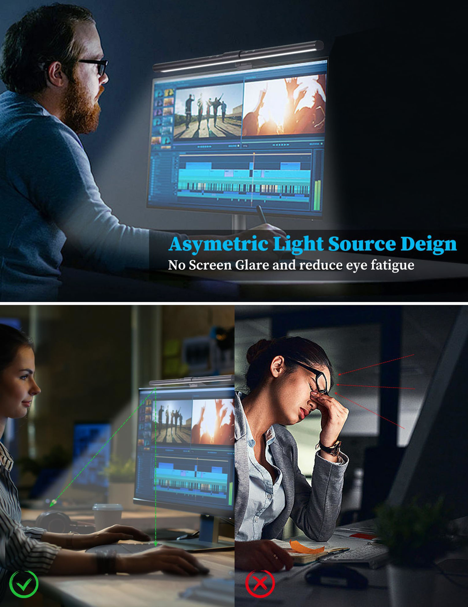 GetUSCart- Computer Monitor Light Bar,E-Reading LED Monitor Lights, USB ...