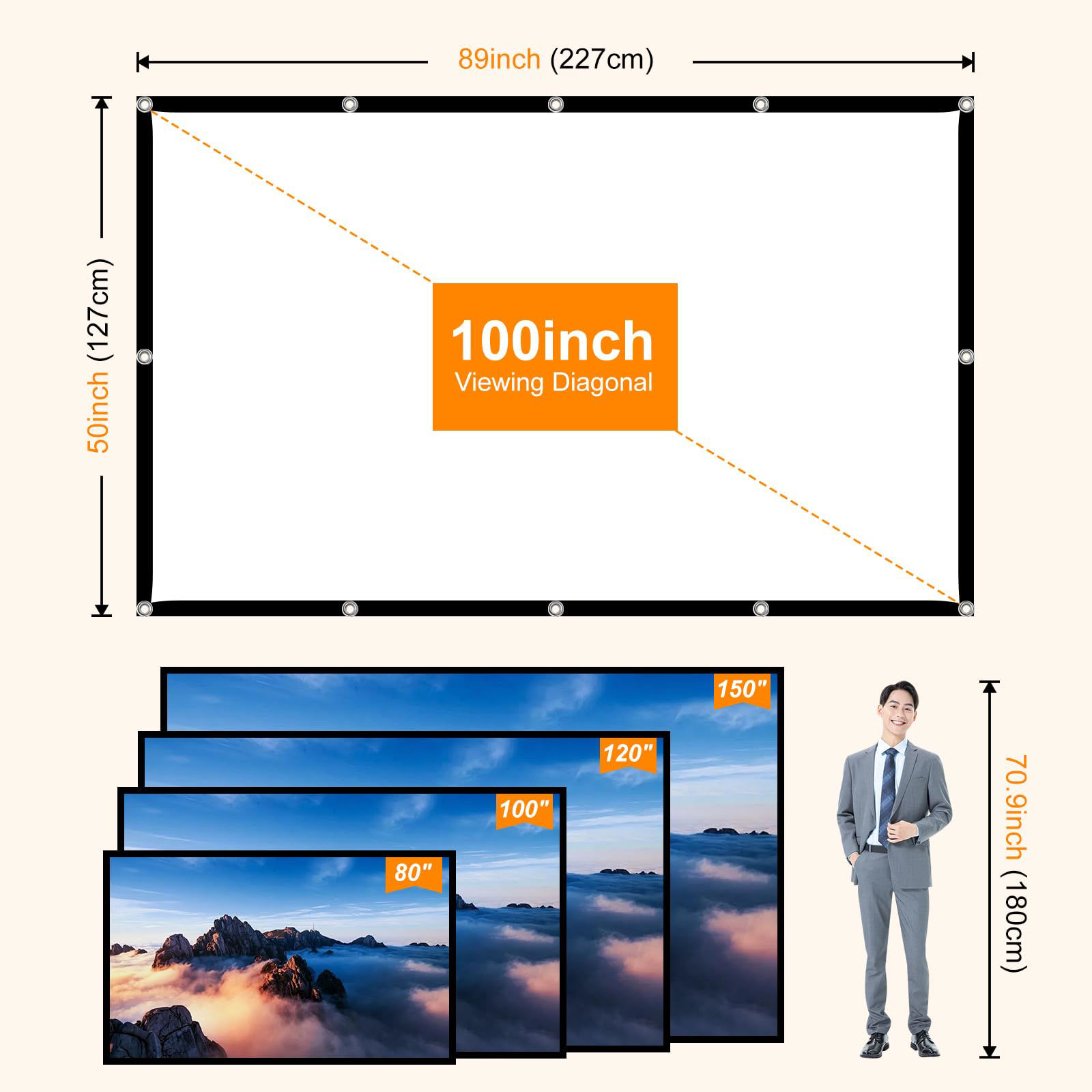 GetUSCart- Outdoor Projector Screen 100 inch Movie : Portable ...