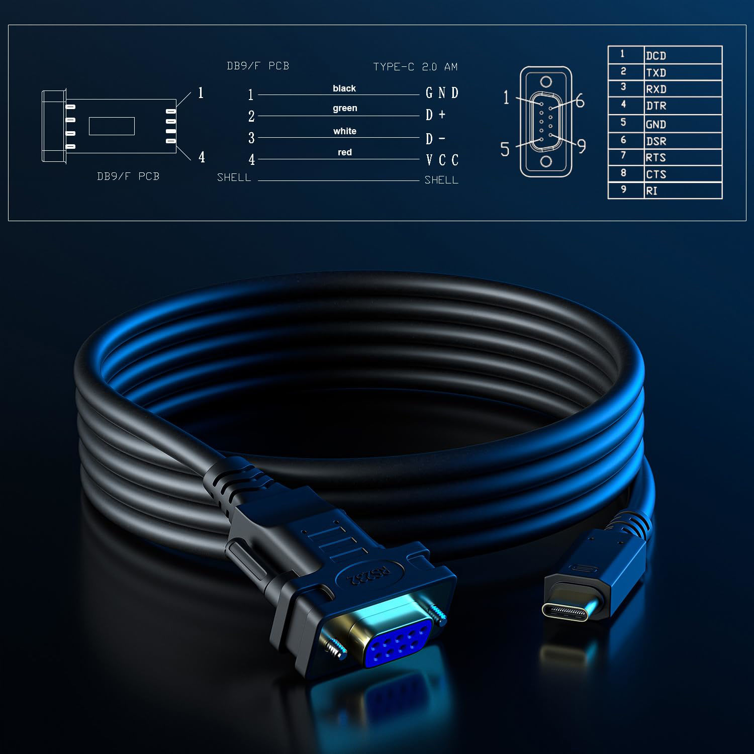 GetUSCart- OIKWAN USB-C to Serial Adapter, 6FT RS232 DB9 Female ...