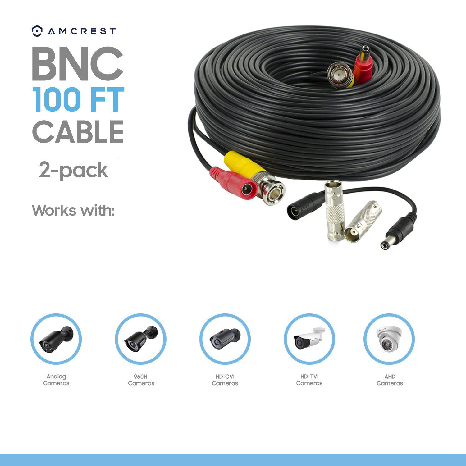 GetUSCart- Amcrest Security Camera Cable 100FT BNC Cable, Camera Wire ...