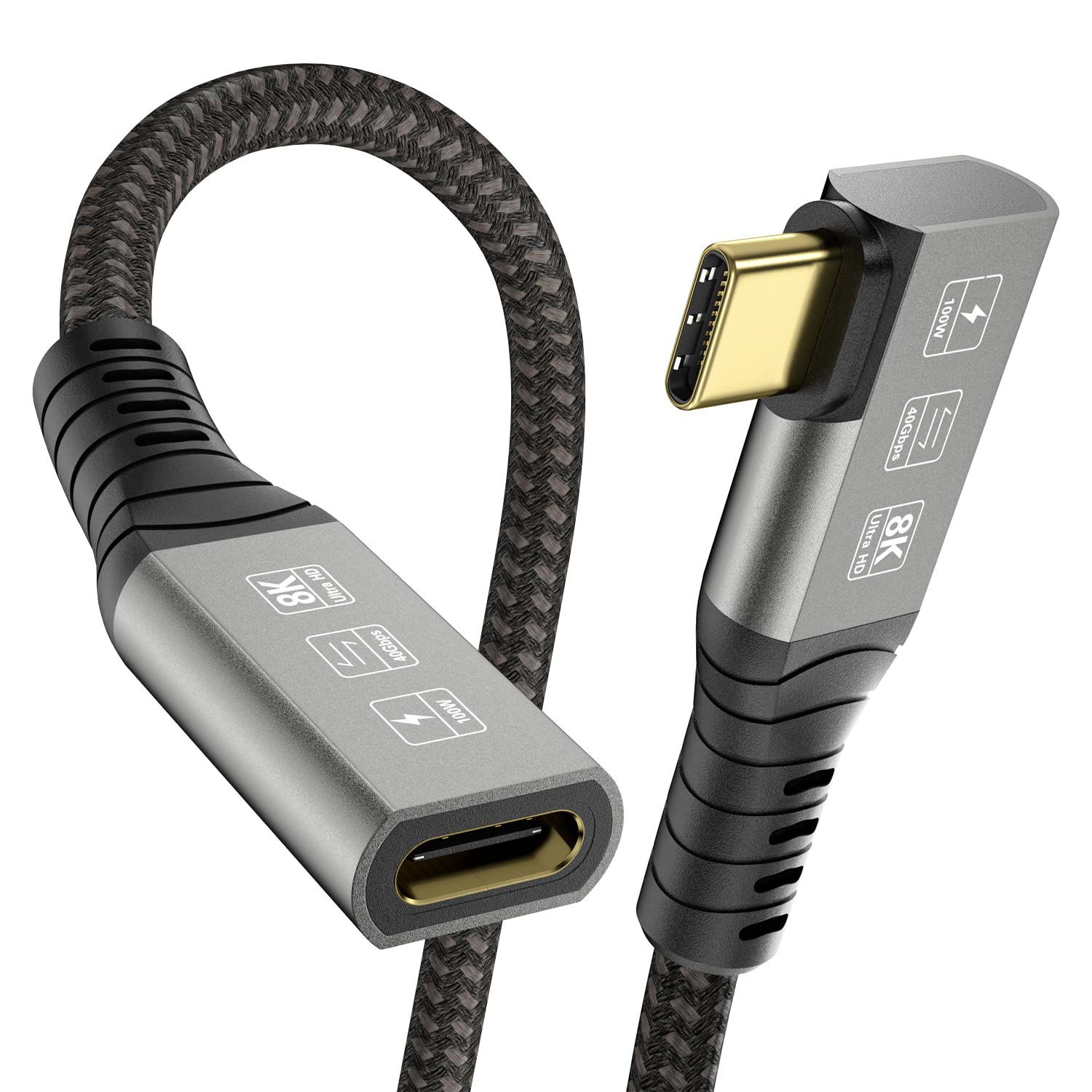 GetUSCart- Angusplay USB C Thunderbolt 4 Extension Cable 40Gbps, Right ...