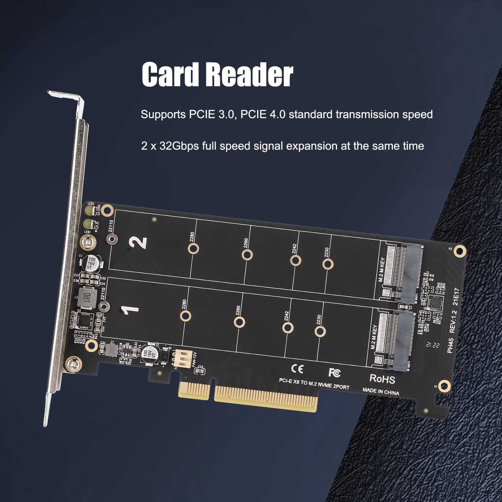 GetUSCart- Adapter Card Kit, Dual M.2 NVMe SSD to PCIE X8 Interface M Key Hard Disk Drive ...