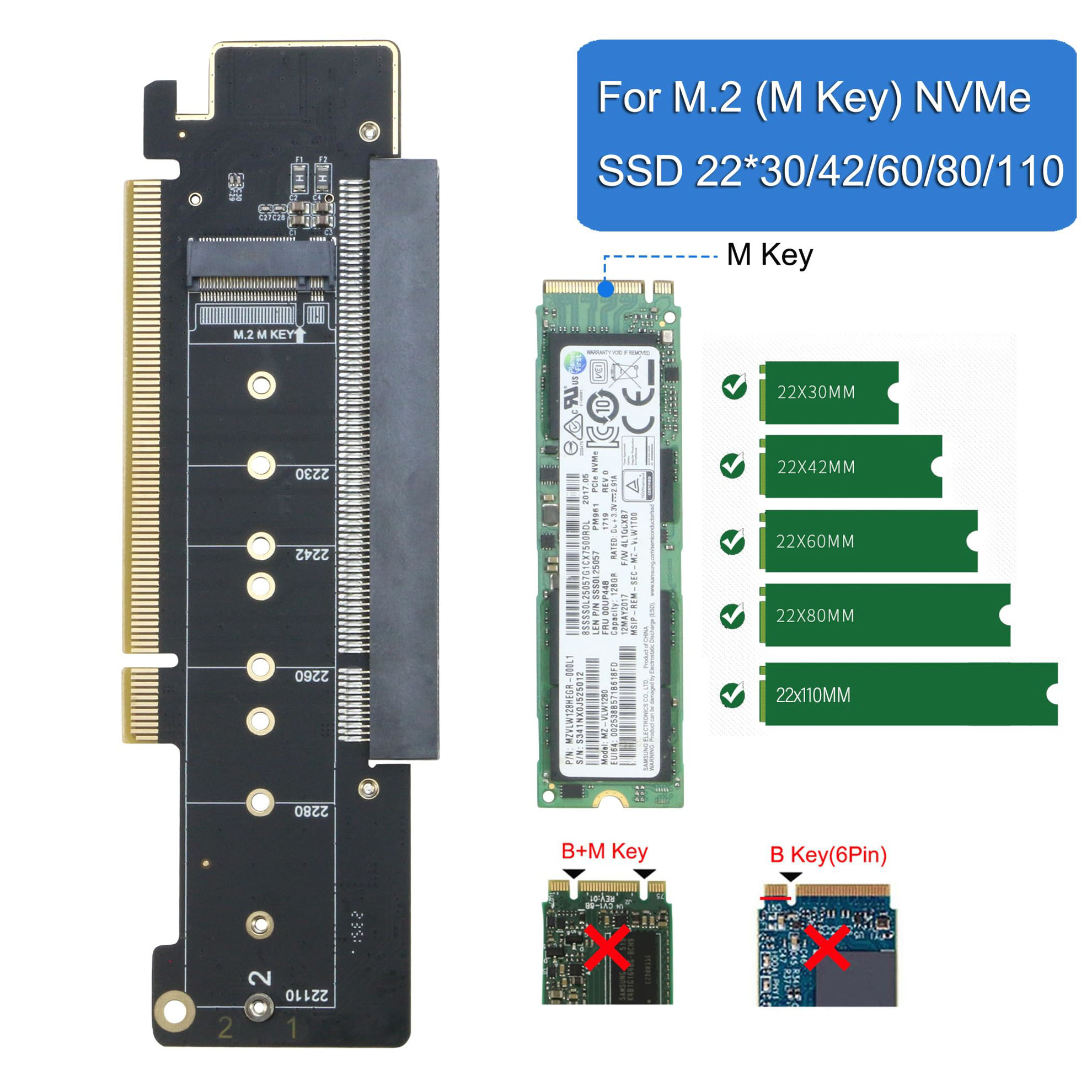 GetUSCart- RIITOP Dual NVMe PCIe Adapter, PCIe 4.0 X16 to Dual NVMe and 1x More PCIe x16 (x8 ...