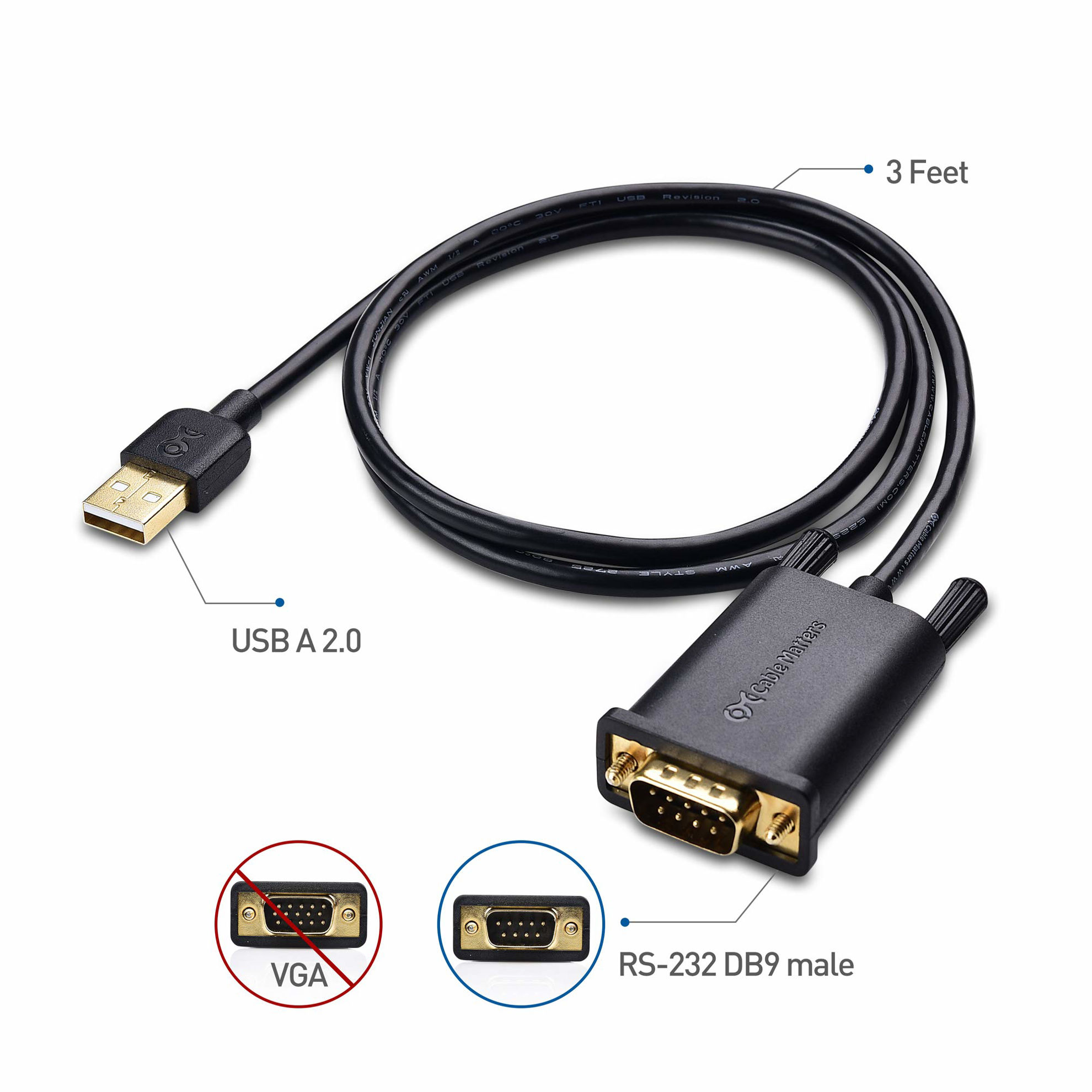 GetUSCart- Cable Matters USB to Serial Adapter Male to Male Cable ...