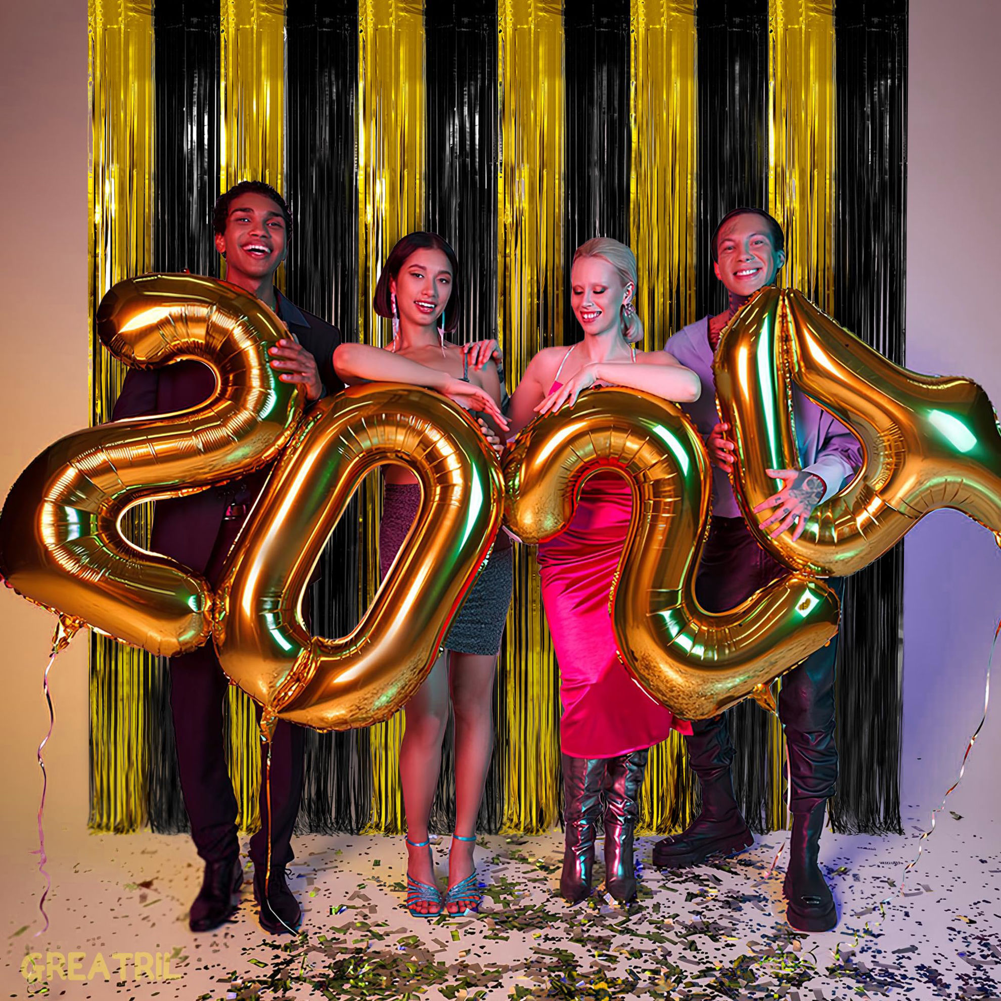 GetUSCart- Black and Gold Party Streamers Decoration - GREATRIL Foil ...