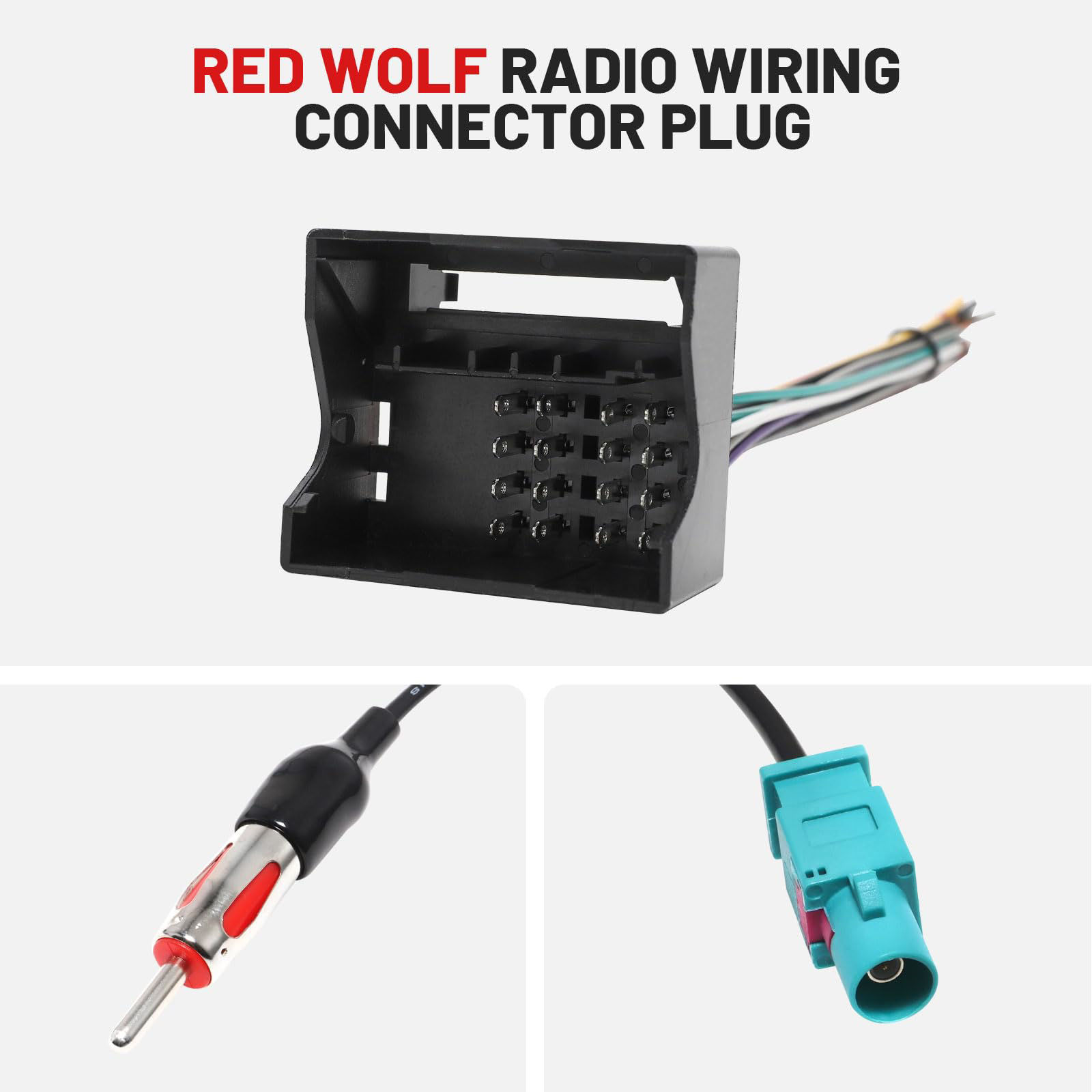 GetUSCart- RED WOLF Stereo Wiring Harness w/Fakra Antenna Adapter for BMW 3/5, Volkswagen 2004 ...