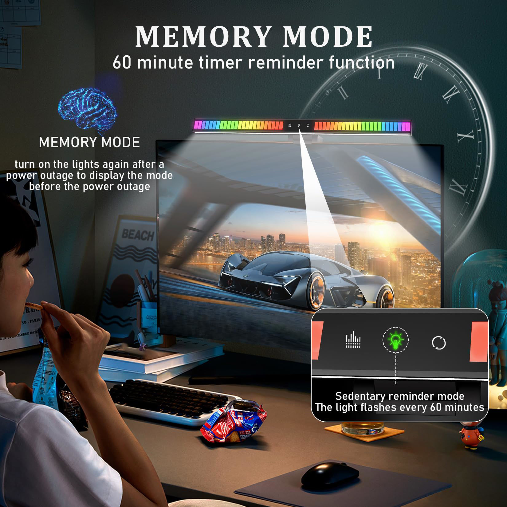 GetUSCart- MLEWGSD Monitor Light Bar RGB USB Voice Activated Lights for ...