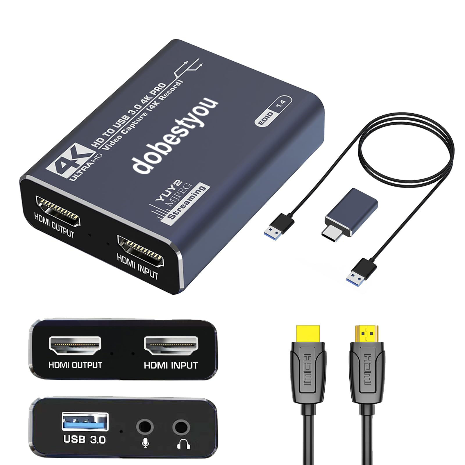 GetUSCart- dobestyou 4K Audio Video Capture Card with HDMI Cable,USB 3. ...