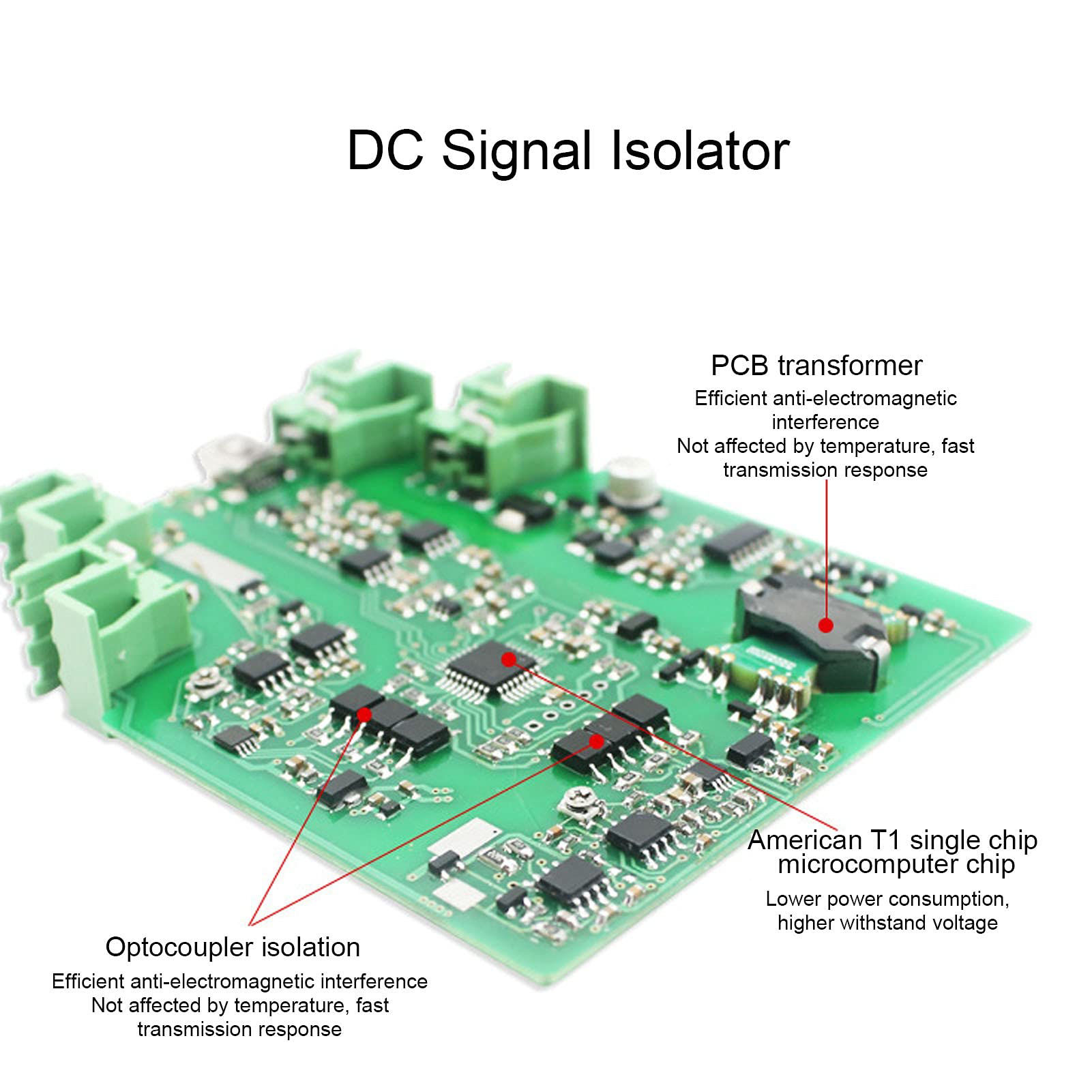 GetUSCart- DC Signal Isolator 0-10V to DC24V 1 in 1 Out DC Current Signal Isolator Current ...