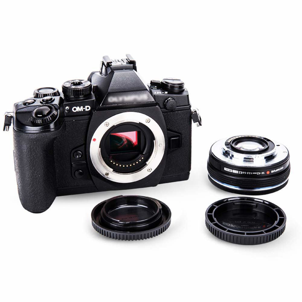 GetUSCart- Camera Rear Lens Cap & Body Cap Cover for M4/3 MFT Mount on Olympus OM-5 OM-1 E-M10 ...