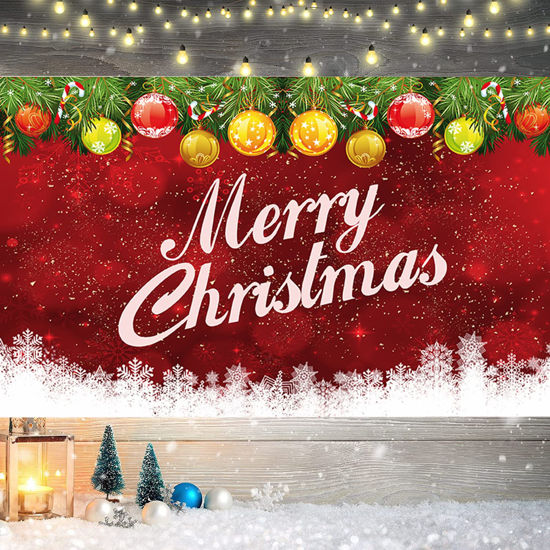 GetUSCart- Large Merry Christmas Banner Christmas Ball Snowflake ...