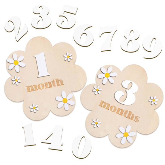 GetUSCart- Burbell 3D Wooden Daisy Baby Monthly Milestone Cards 1-12 ...