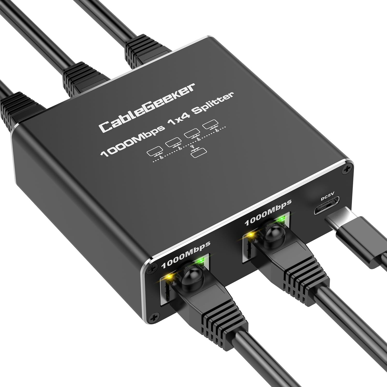 GetUSCart- CableGeeker Gigabit Ethernet Splitter 1 to 4, 1000Mbps High ...