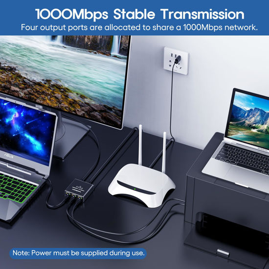 GetUSCart- CableGeeker Gigabit Ethernet Splitter 1 to 4, 1000Mbps High ...