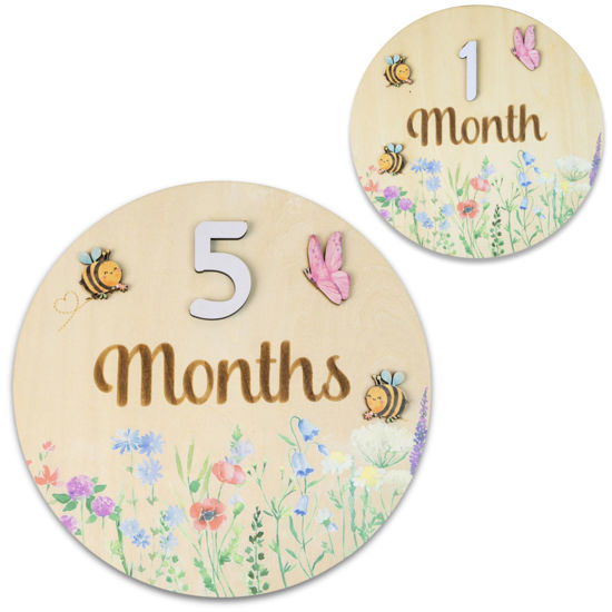 GetUSCart- Baby Monthly Milestone Cards - Wooden Monthly Milestone ...