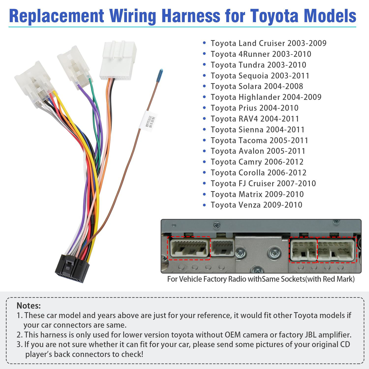 GetUSCart- Jayubien Radio Wiring Harness for Toyota ISO Wire Harness ...