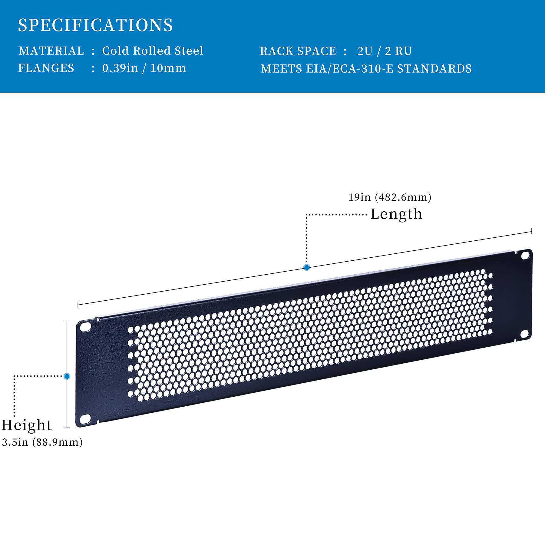 GetUSCart- RackPath 2U Blank Rack Mount Panel Spacer with Venting for ...