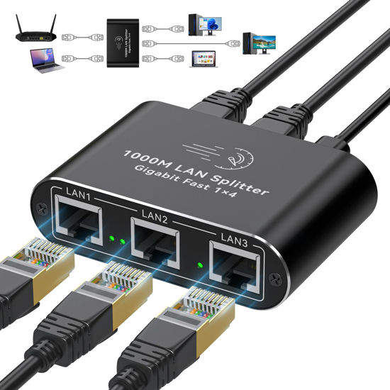 GetUSCart- AILVLVNG Ethernet Splitter 1 to 4 1000Mbps Internet Splitter ...