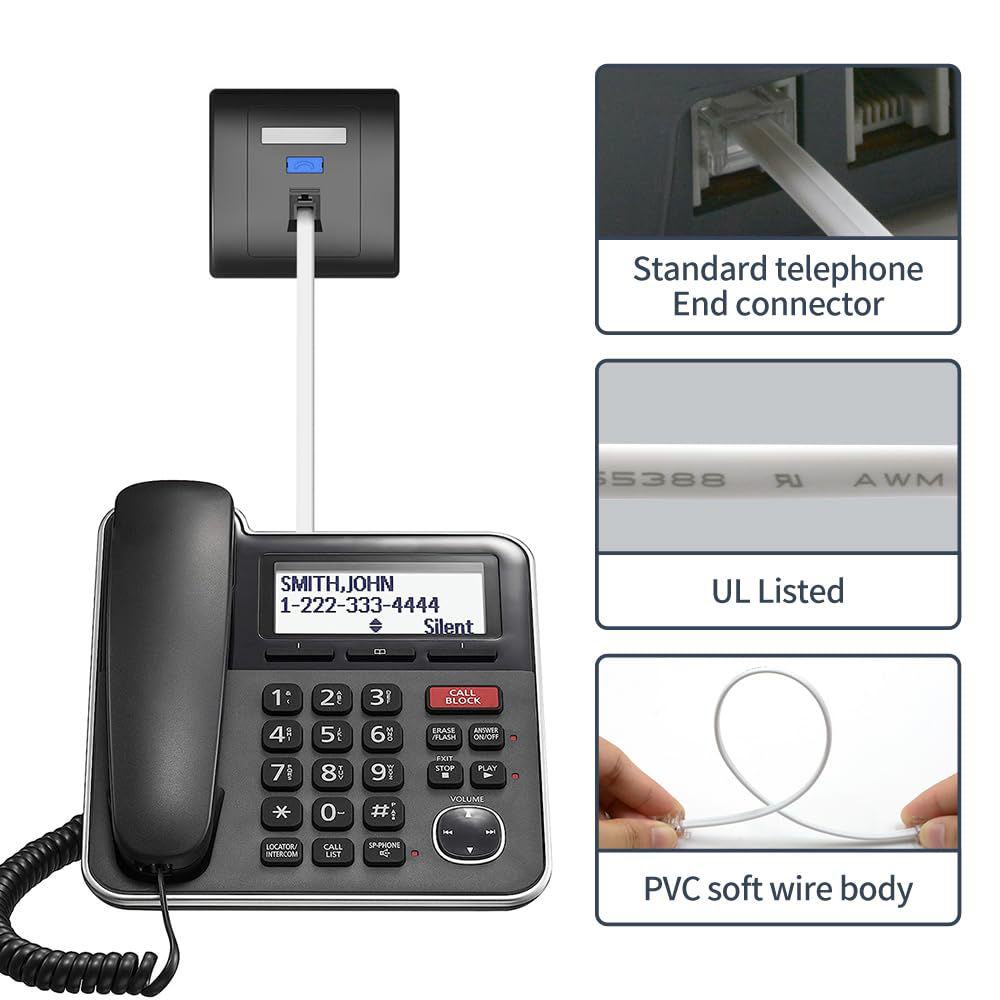 GetUSCart- XANHAM Phone Cable 15 Feet Telephone Line Cord with RJ11 ...