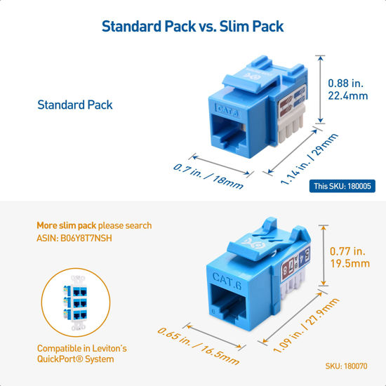GetUSCart- Cable Matters [UL Listed] 10-Pack 10Gbps Cat6 Keystone Jacks, RJ45 Keystone Jack ...