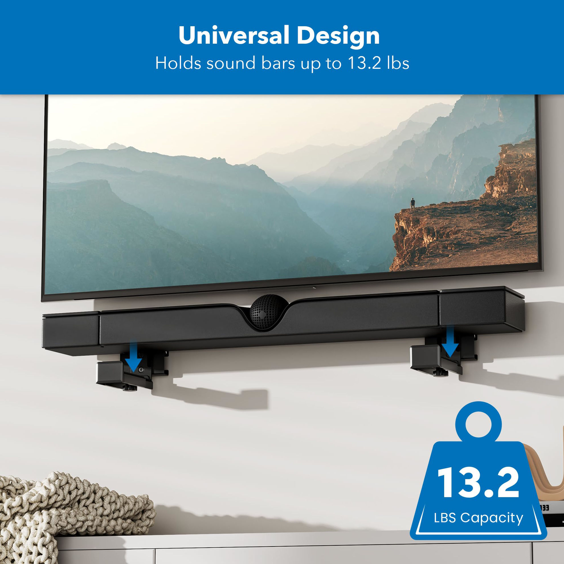GetUSCart- Mount-It! No Stud Sound Bar Wall Mount, Studless Soundbar ...