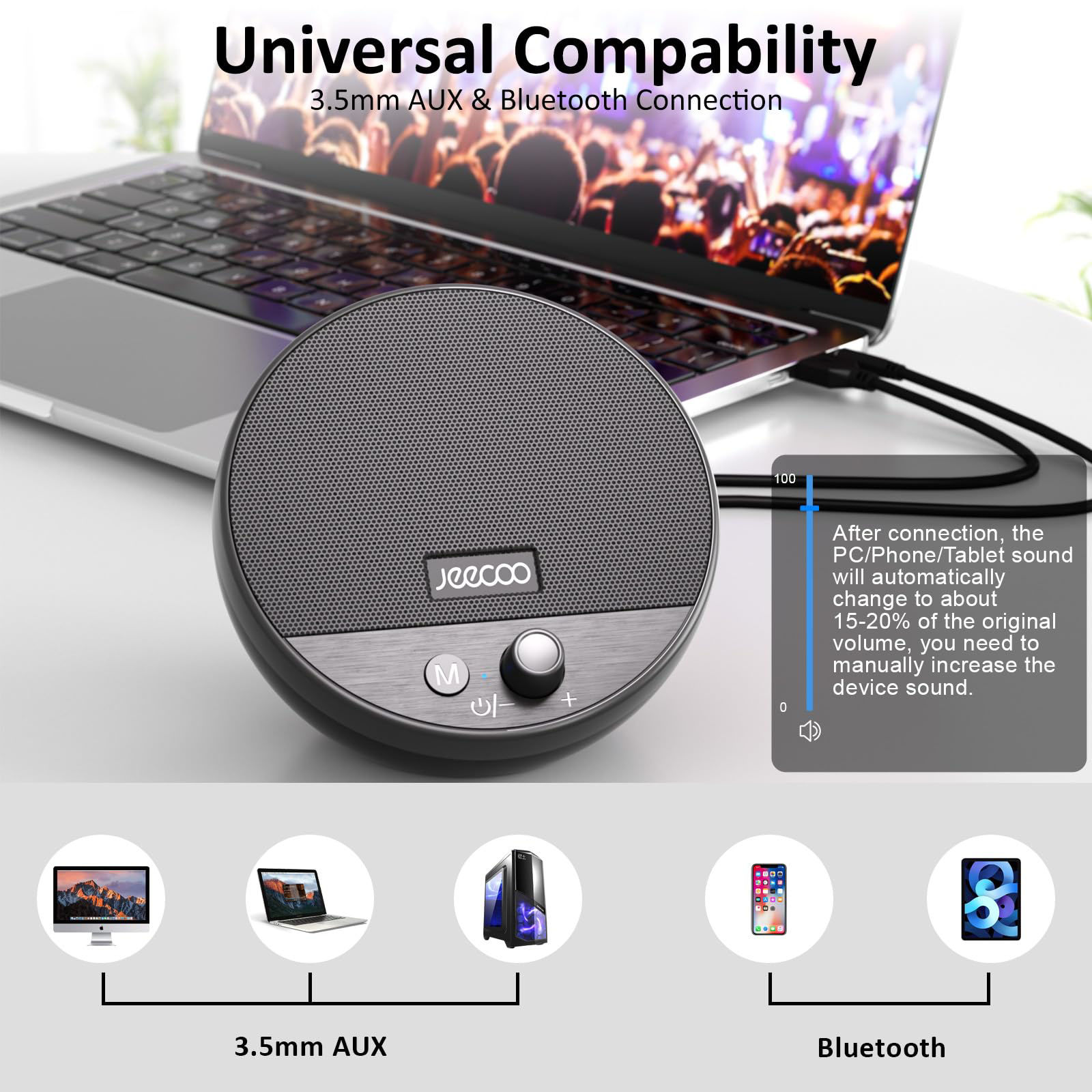 GetUSCart- Jeecoo A10 USB Plug-N-Play Laptop Speakers Bluetooth ...