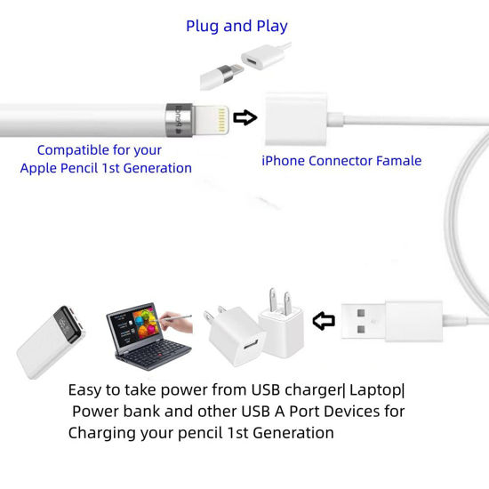 GetUSCart- Design for Apple Pencil Charger,Apple Pencil Adapter 1FT ...