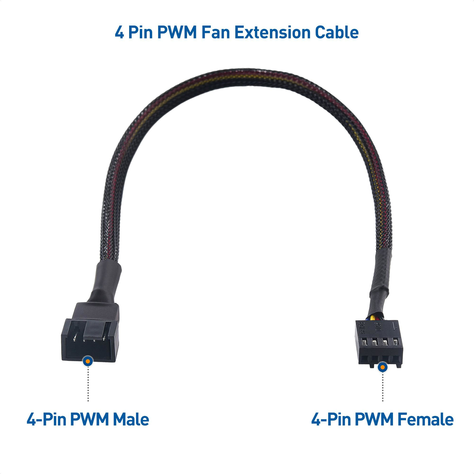 GetUSCart- Cable Matters 4-Pack, PWM 4 Pin Fan Extension Cable - 12 ...