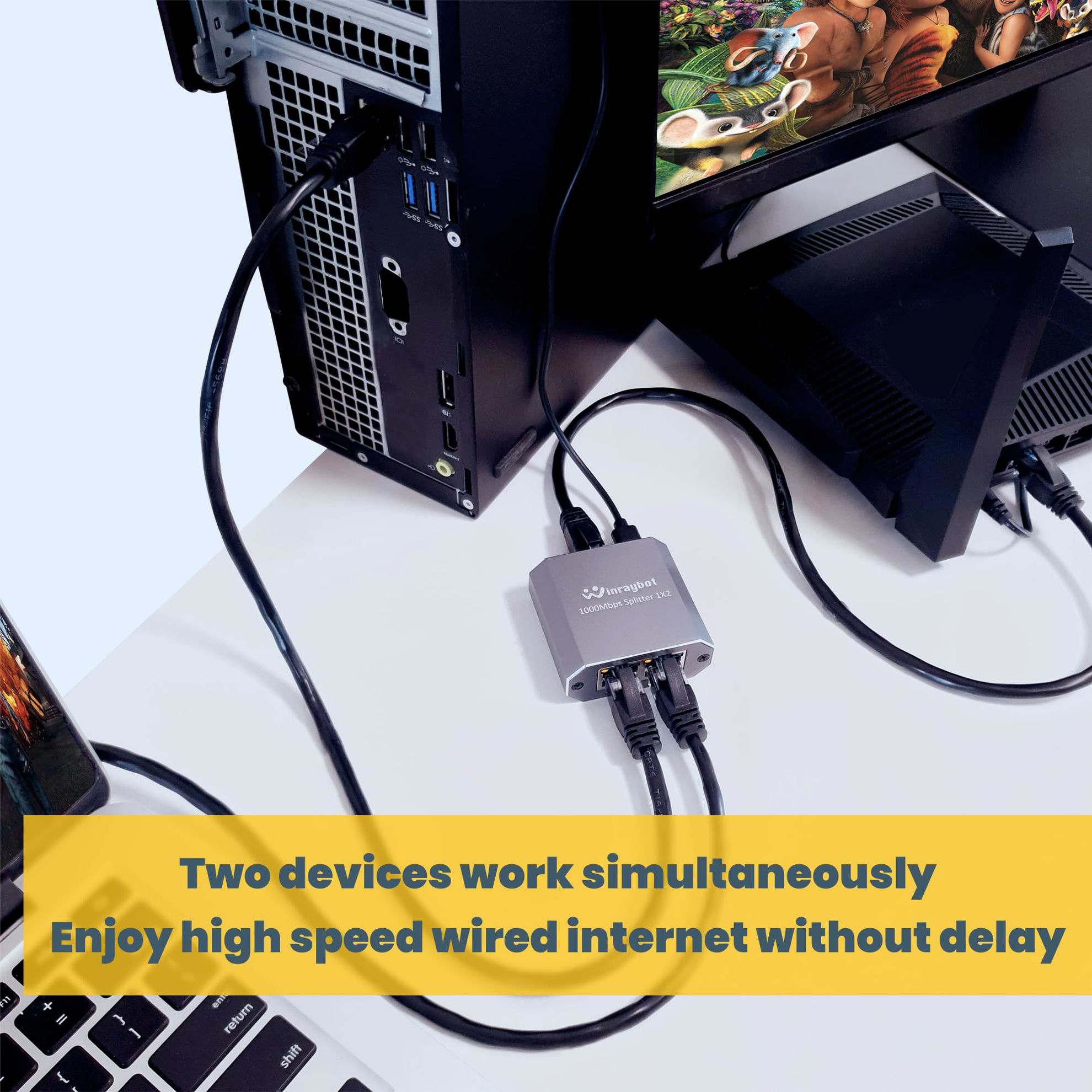 GetUSCart- Ethernet Splitter，ethernet Splitter 1 to 2，ethernet Switch 2 ...