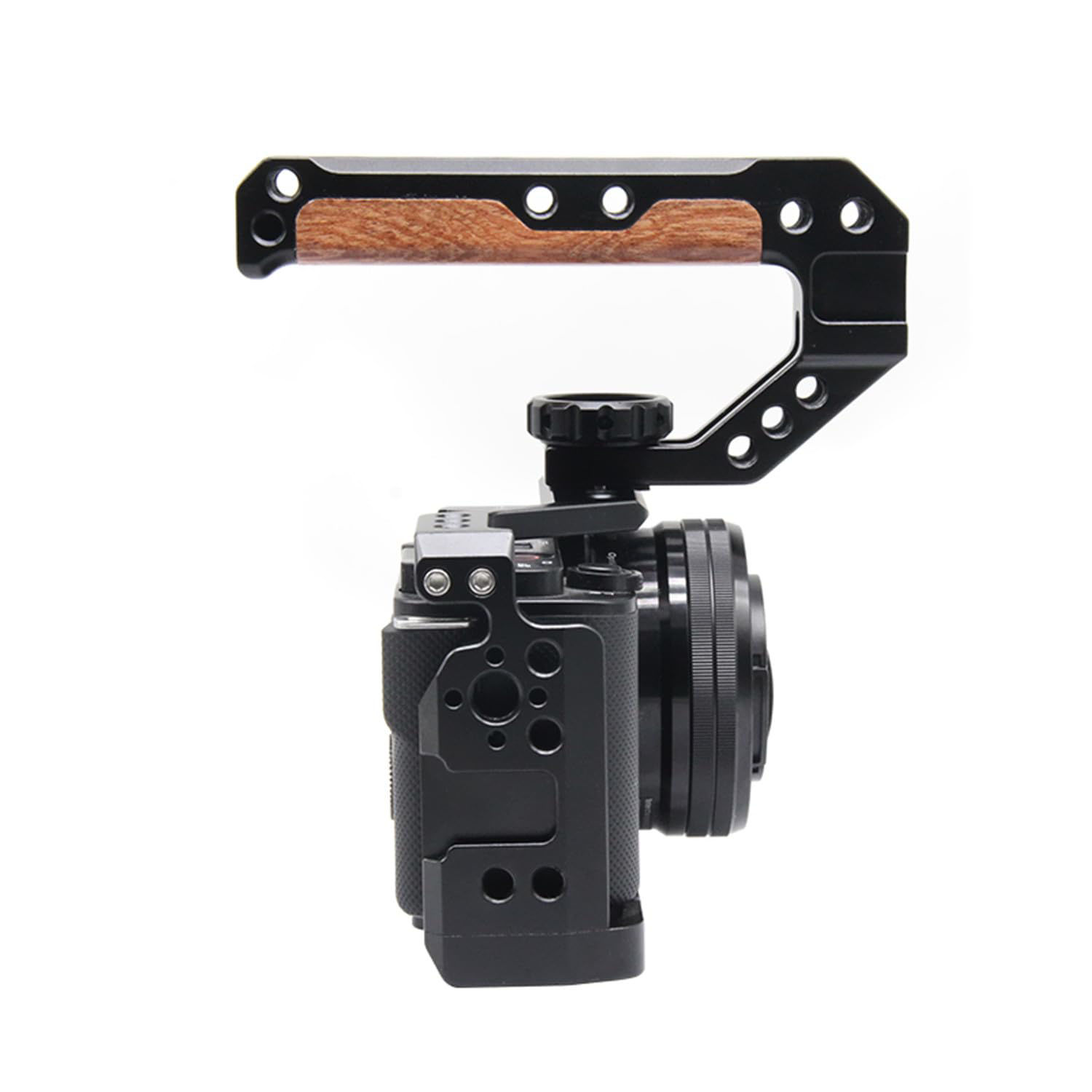 GetUSCart- Wooden Camera Top Handle with 3 Cold Shoes to Mount DSLR ...