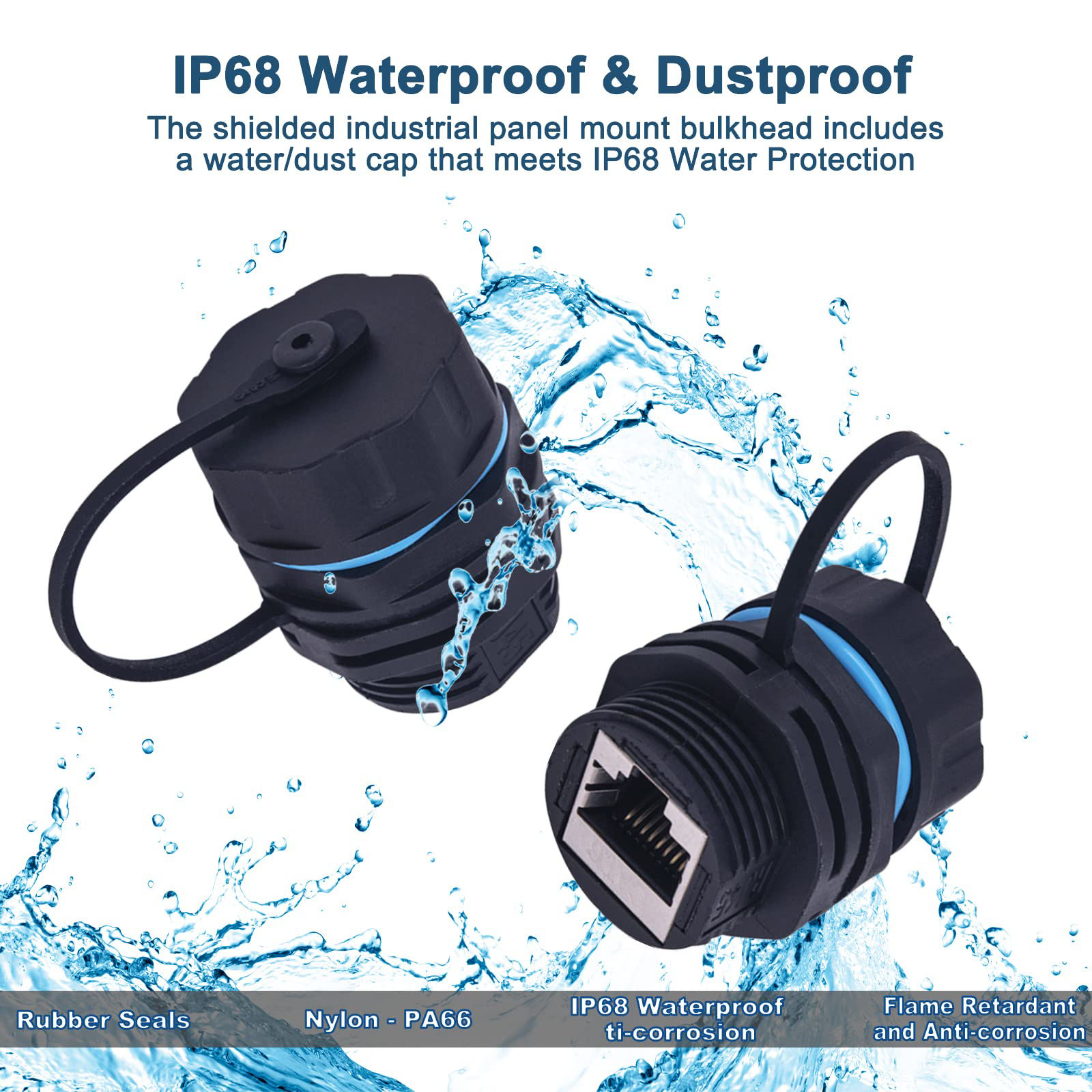 GetUSCart- Waterproof CAT6 RJ45 Panel Mount Coupler,Lonlonty IP68 Shielded Industrial Panel ...