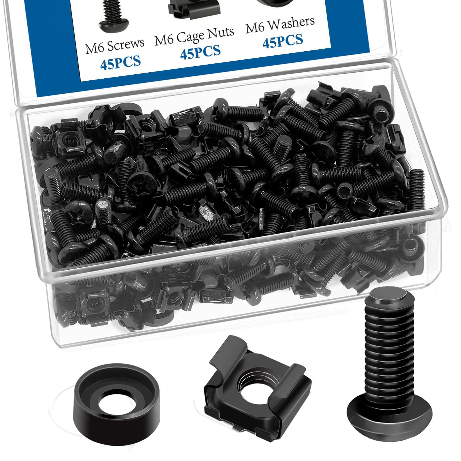 GetUSCart- Sunxeke 45 Pack M6 x 16mm Rack Mount Screws,Cage Nuts for ...