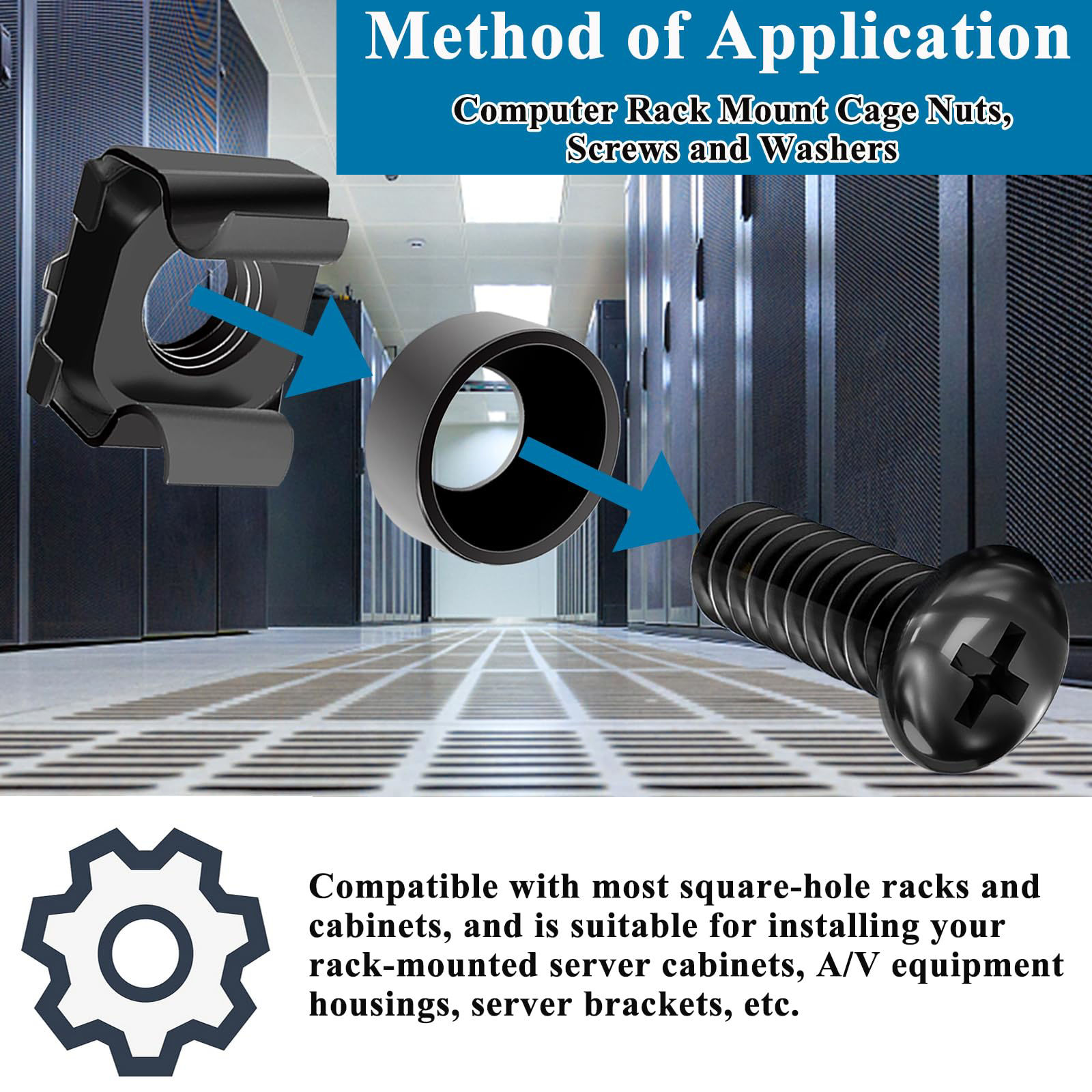GetUSCart- Sunxeke 45 Pack M6 x 16mm Rack Mount Screws,Cage Nuts for ...