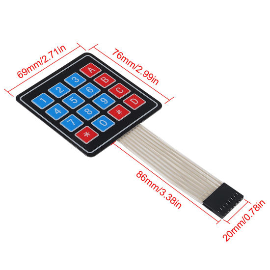 Getuscart 10pcs 4x4 Matrix Array Membrane Switch Keypad Keyboard 16 Key Matrix Array Membrane