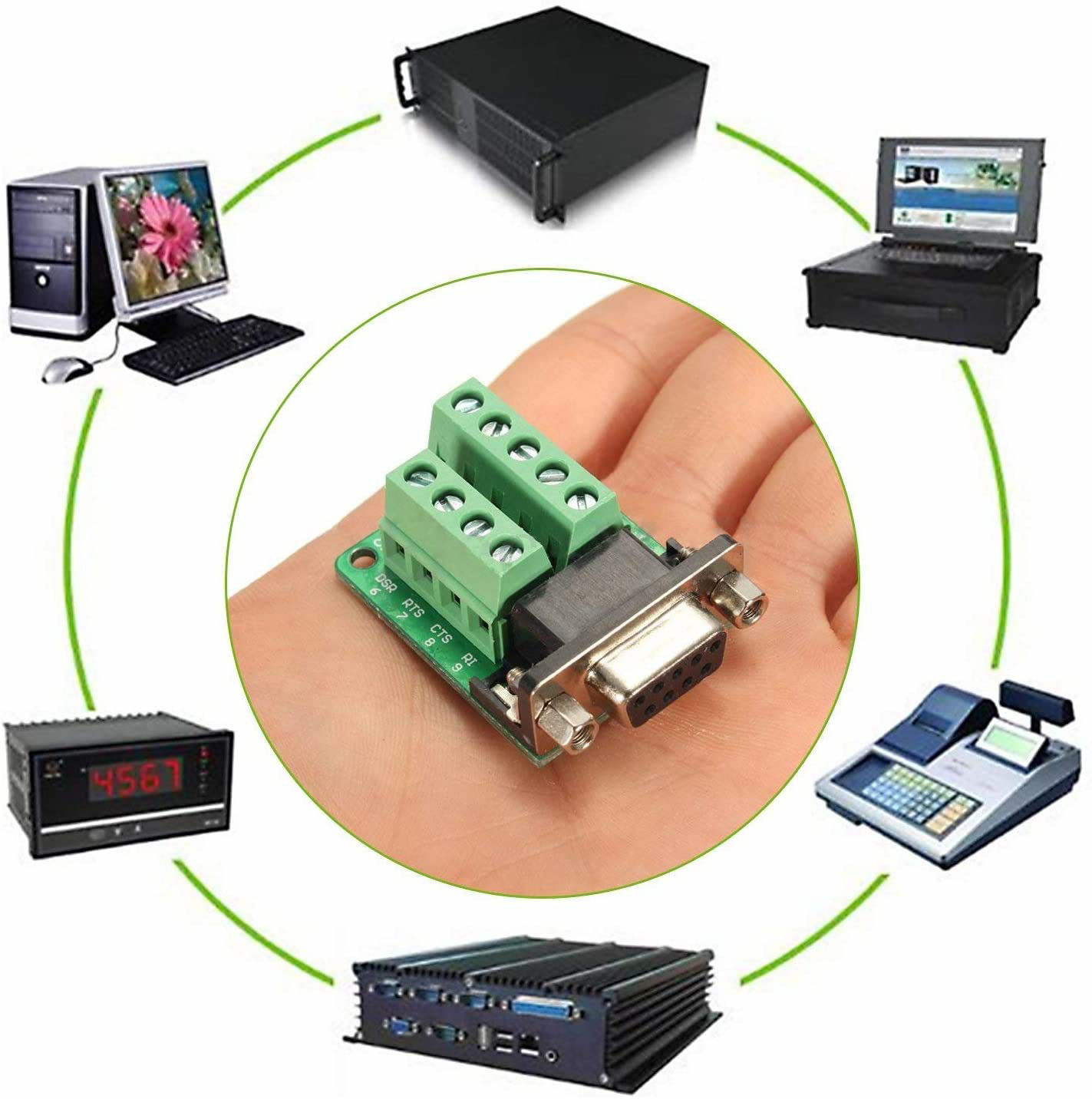 GetUSCart- abcGoodefg 5PCS DB9 Breakout Connector RS232 Serial Port Adapter 9 Pin Female Adapter ...