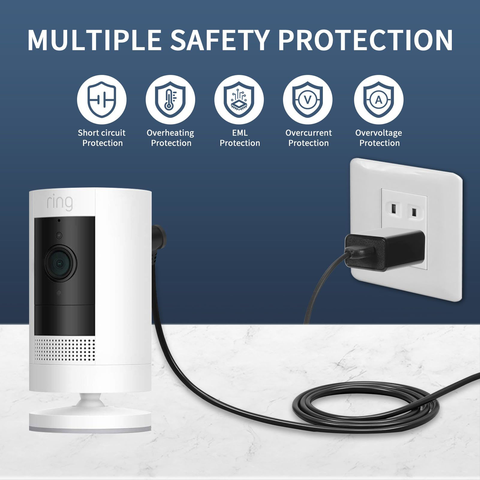 GetUSCart- Charge Cords 30ft for Ring Weatherproof Indoor Outdoor ...