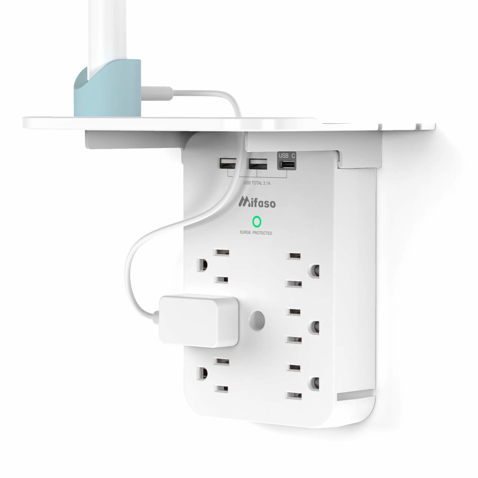 GetUSCart- Wall Outlet Extender with Surge Protector, 6 AC Outlets ...