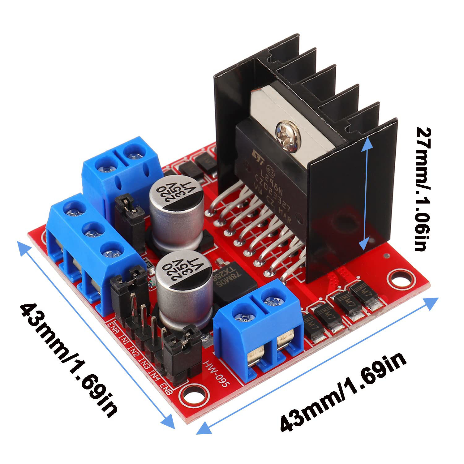 GetUSCart- BOJACK L298N Motor DC Dual H-Bridge Motor Driver Controller ...