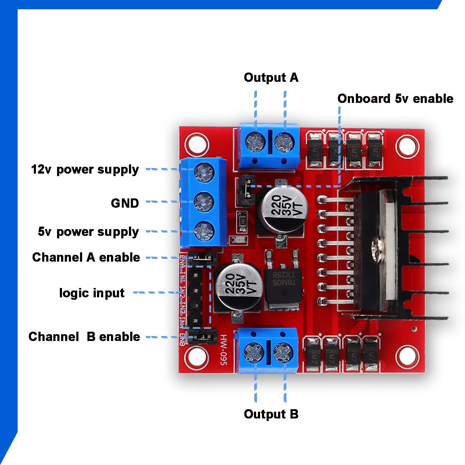 GetUSCart- BOJACK L298N Motor DC Dual H-Bridge Motor Driver Controller Board Module Stepper for ...