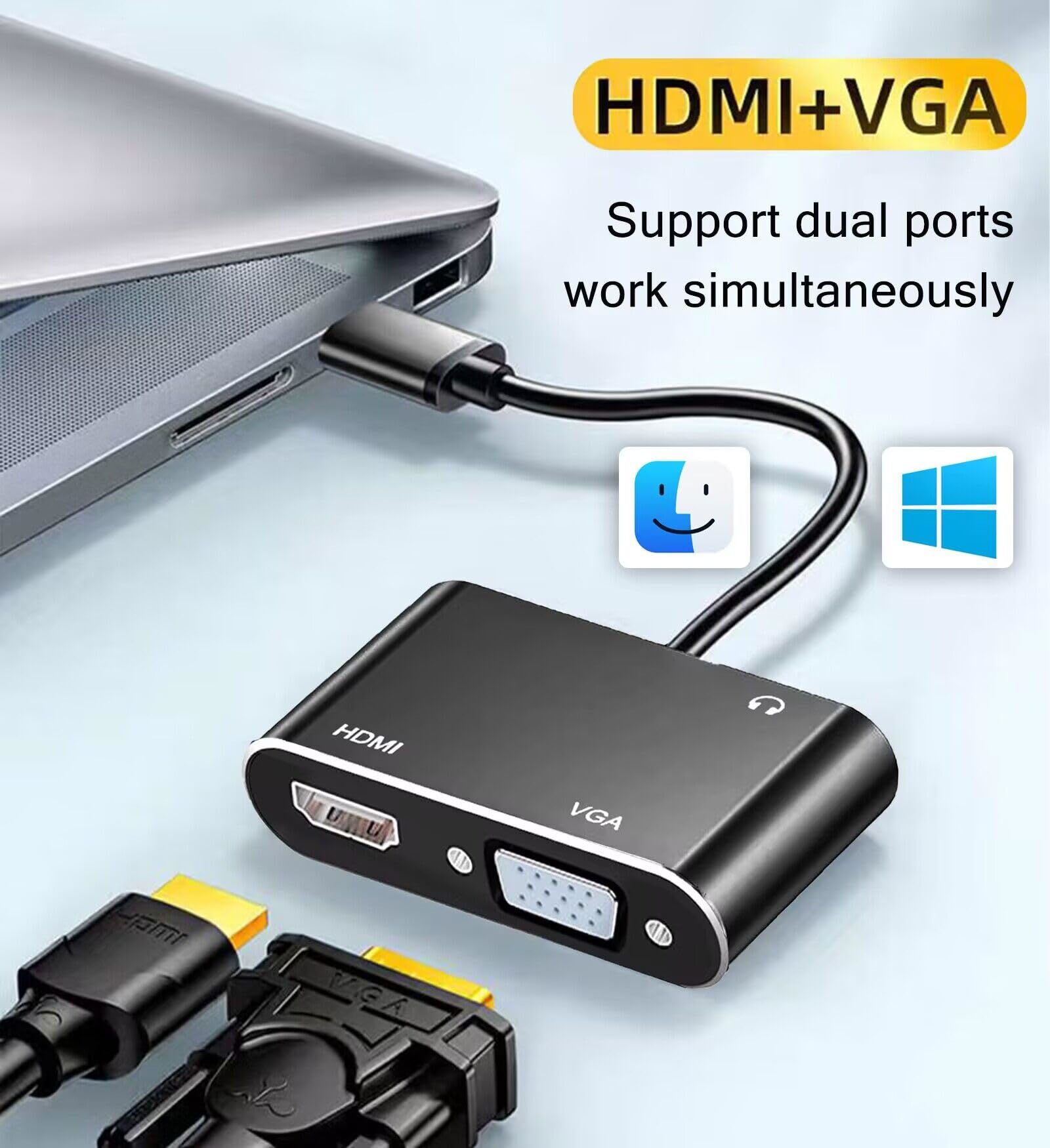 GetUSCart- AKWOR USB 3.0 to HDMI VGA Adapter, USB to HDMI USB to VGA ...