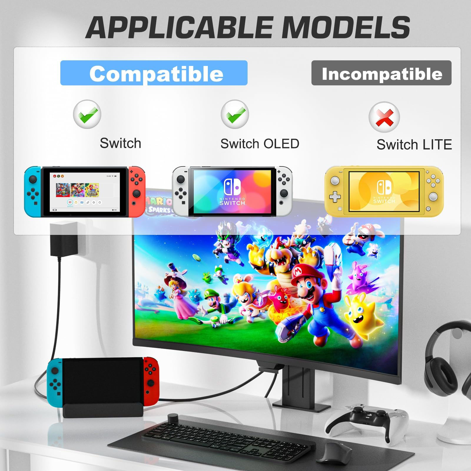 GetUSCart- Portable for Nintendo Switch Dock, Replacement Official ...